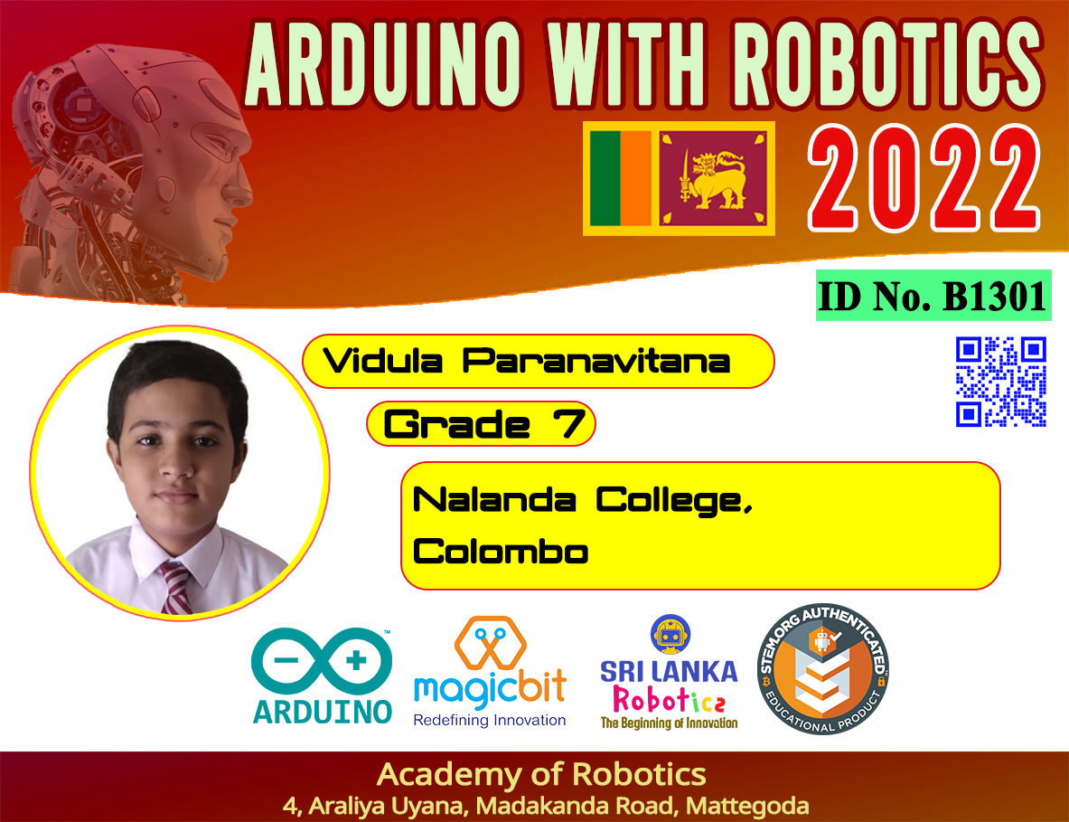 Vidula Paranavitana_Arduino_Robotics_B13_L1 copy - Sri Lanka Robotics ...